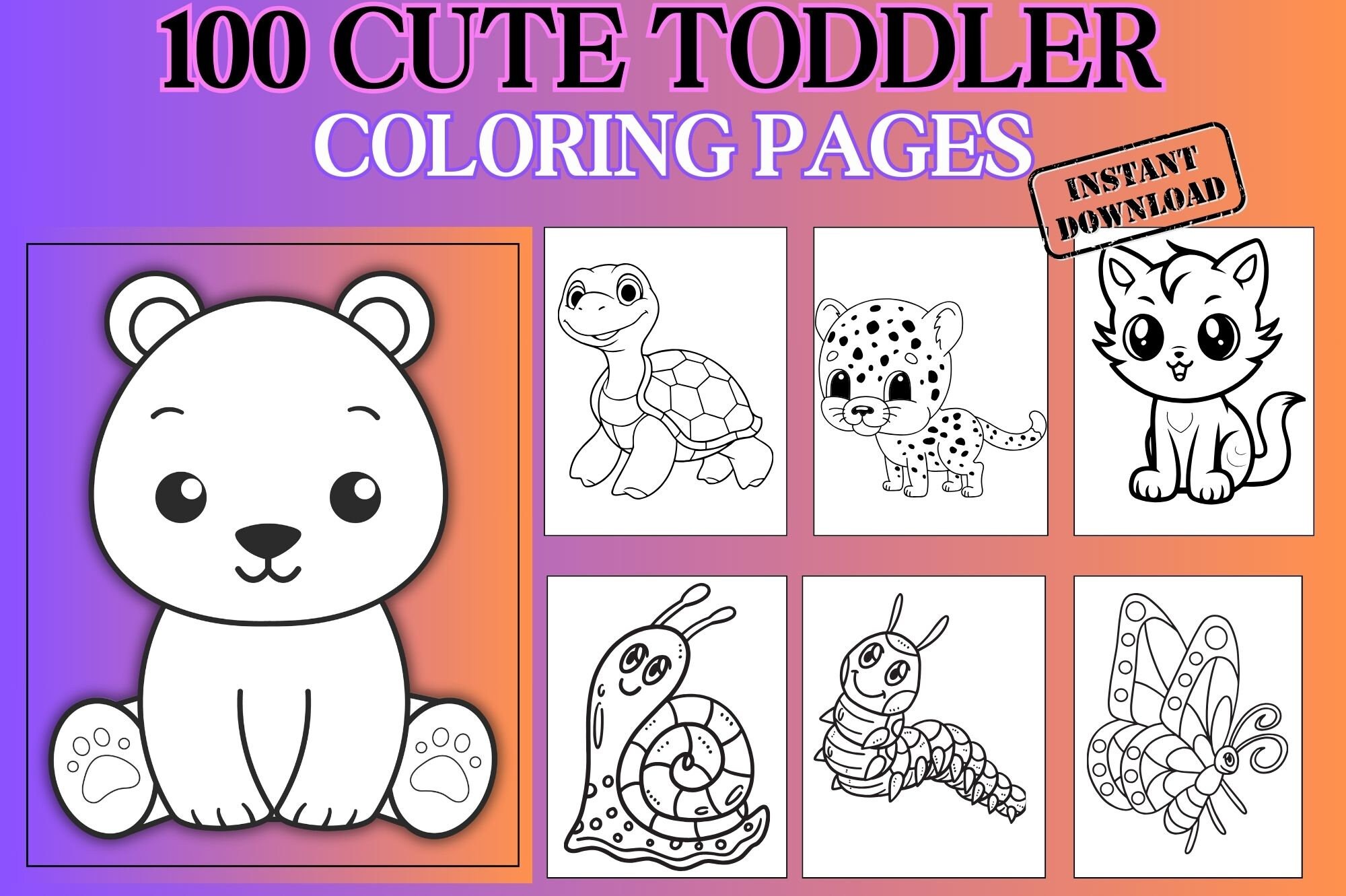100 Coloring Pages for Toddlers/simplicity Coloring Pages/digital ...