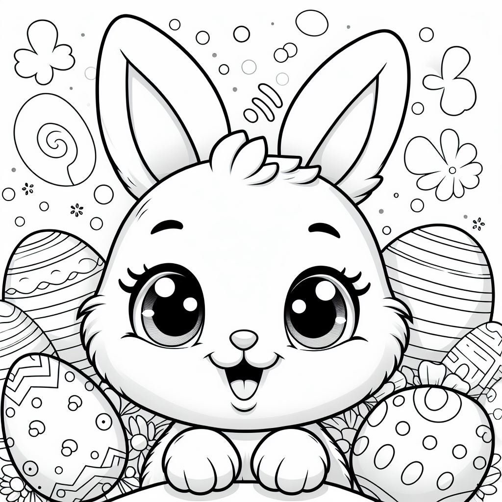 90 Easter Funny Bunny Coloring Pages for Kids/grayscale Pages With ...