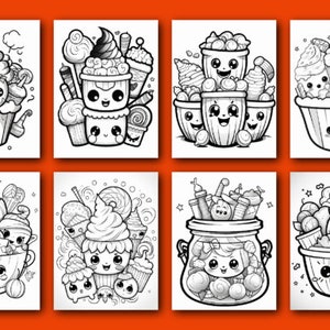 91 Sweet Kawaii Candy Coloring Pages, Printable PDF Sheet, Instant ...