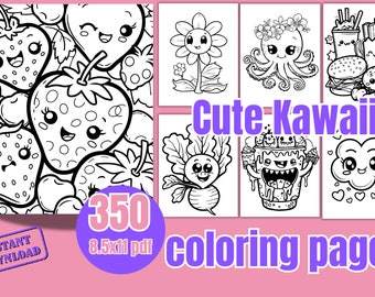 Kawaii Printable Coloring Book Cute Kawaii Style Kids Coloring Pages ...