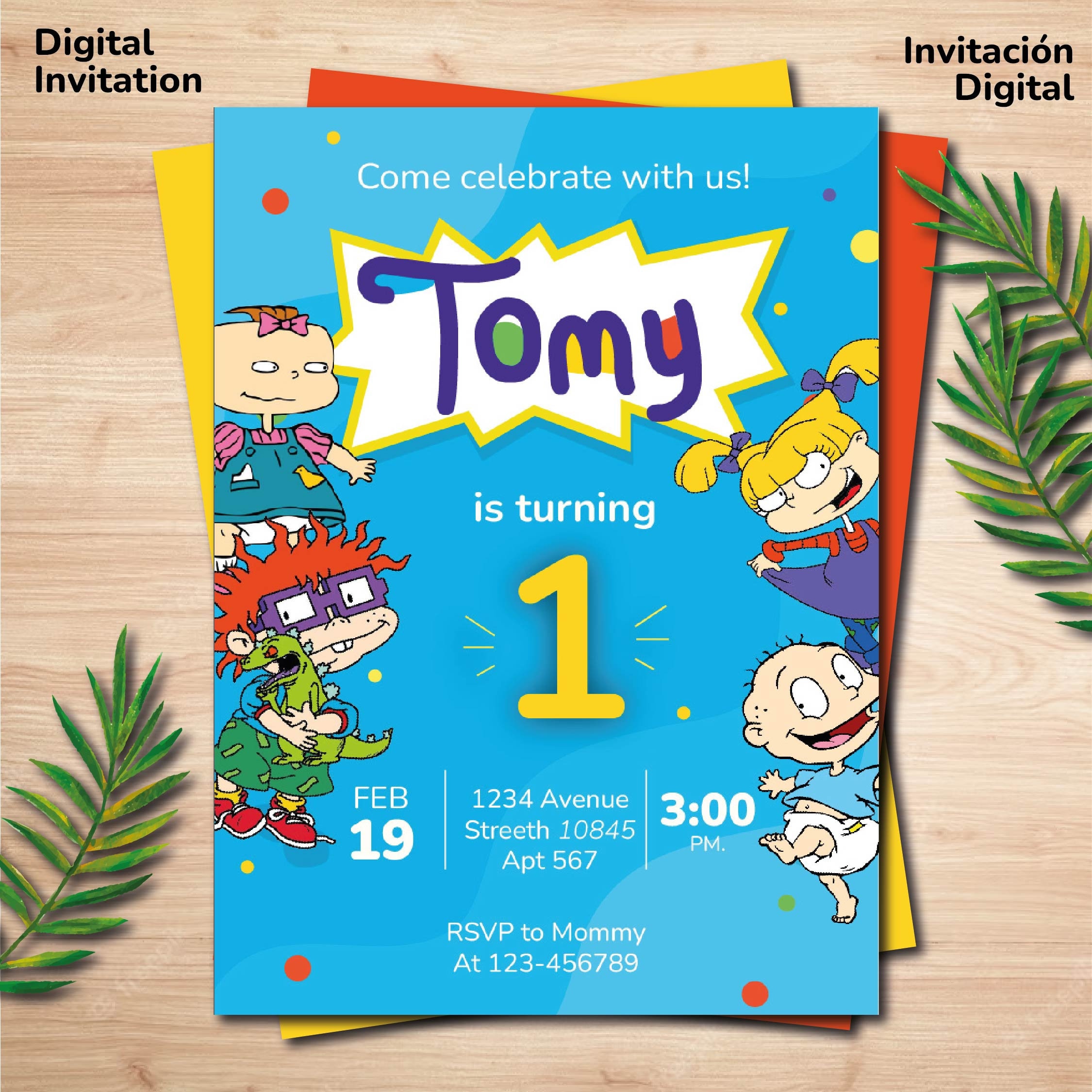 Digital Invitation of Adventures in Diapers, Rugrats Invitation ...