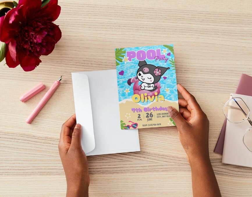 Pool Party Kuro-mi Digital Video Invitation, Kuro Pool Birthday ...