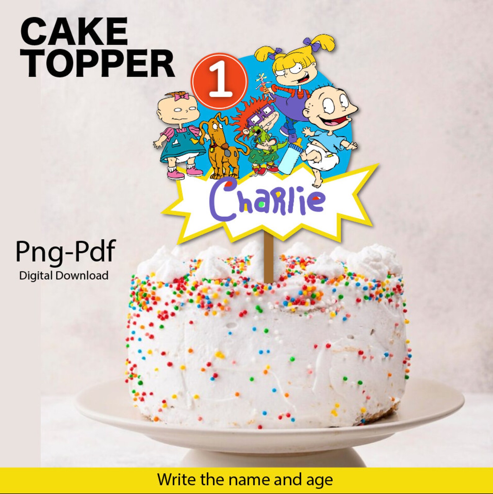 Rugrats Cake Topper, Digital Download Topper, Diaper Adventures Topper ...