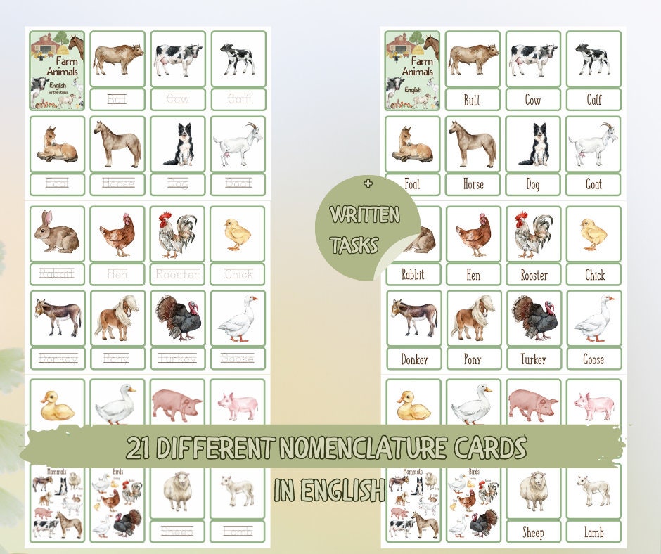 Farm Animals Flashcards Toddler Flash Cards Printable - Etsy