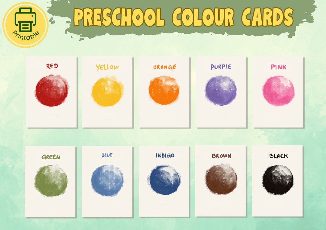 Colors Flash Cards Preschool Flash Cards Montessori Flash - Etsy