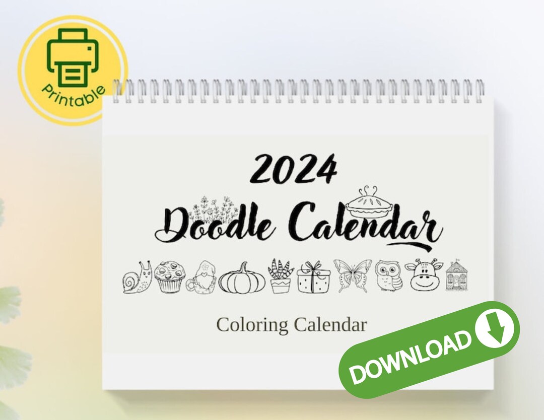 2024 Funny Calendar With Doodle Pictures Yearly Planner, Humorous ...