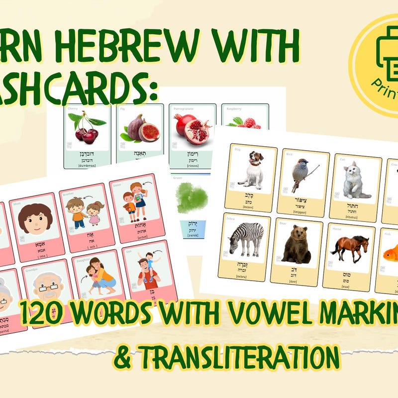 Kid Hebrew Flashcards - Etsy