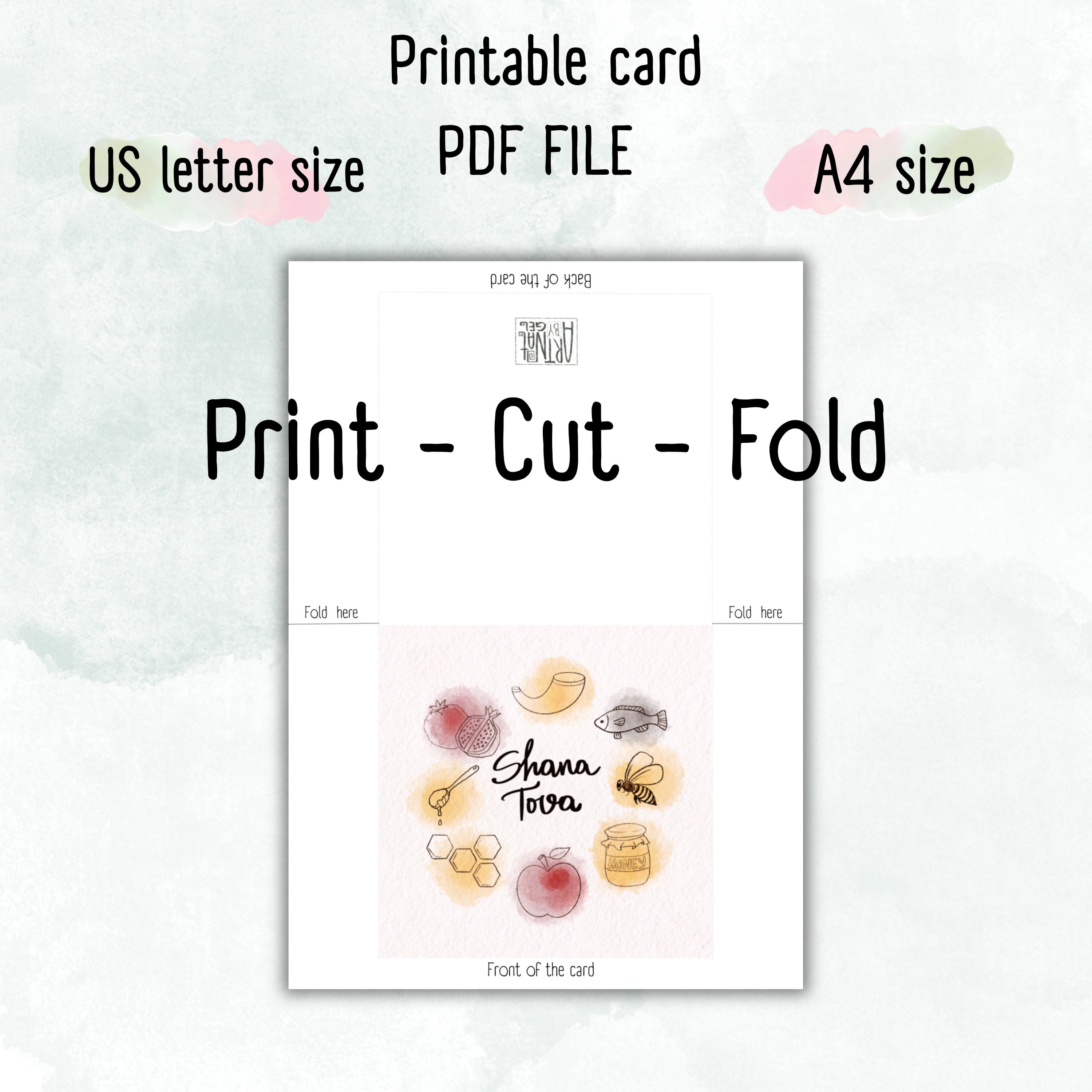 Printable Card, Rosh Hashana Card, Digital Card, Instant Download ...