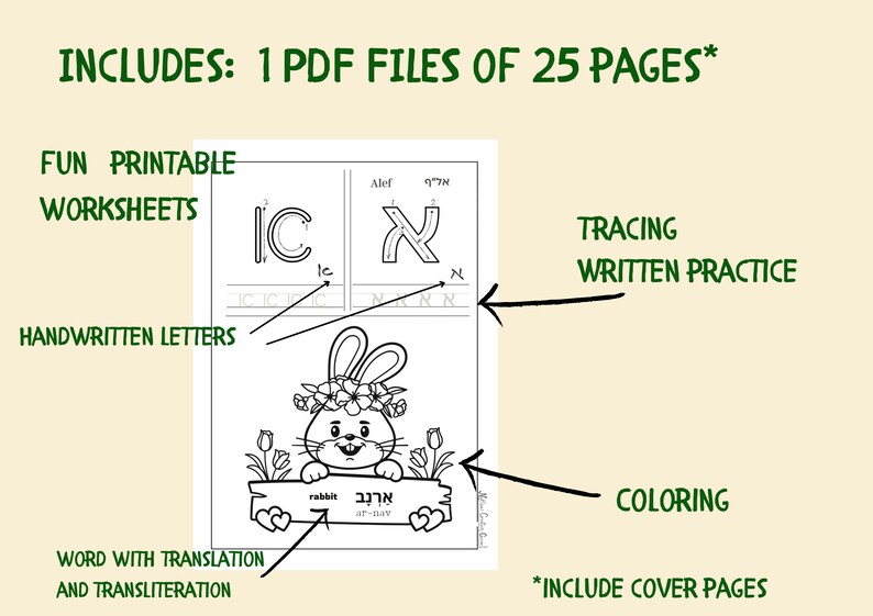 Alphabet Worksheets, Printable, Tracing Letters, Homeschool, Aleph Bet ...