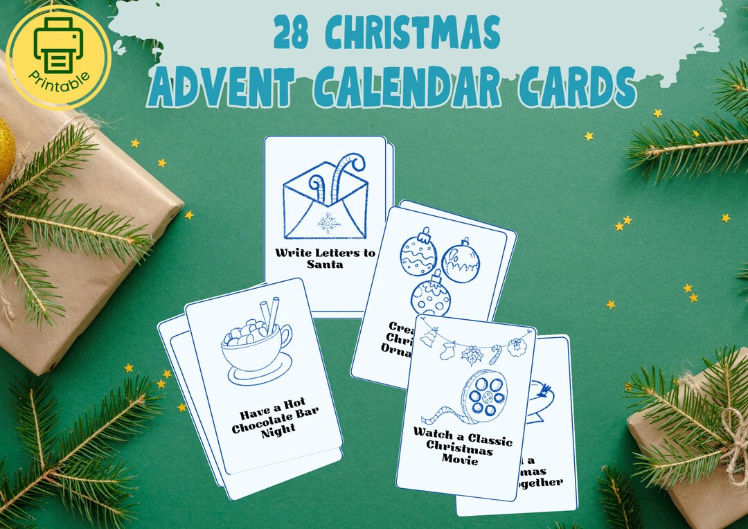 Printable Christmas Activity Cards, Family Kids Advent Activities ...