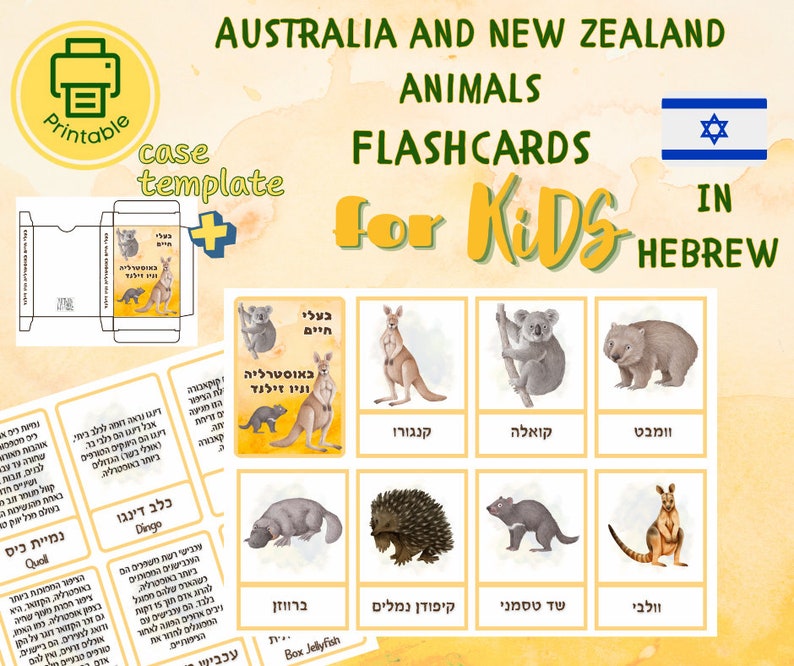 Australia Animals Flashcards, Kids Flash Cards, Printable Montessori ...