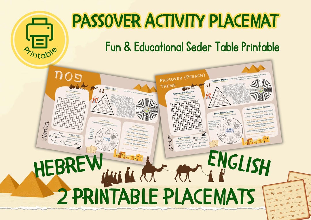 Passover Placemat, the Ten Plagues of Passover, Printable Passover ...