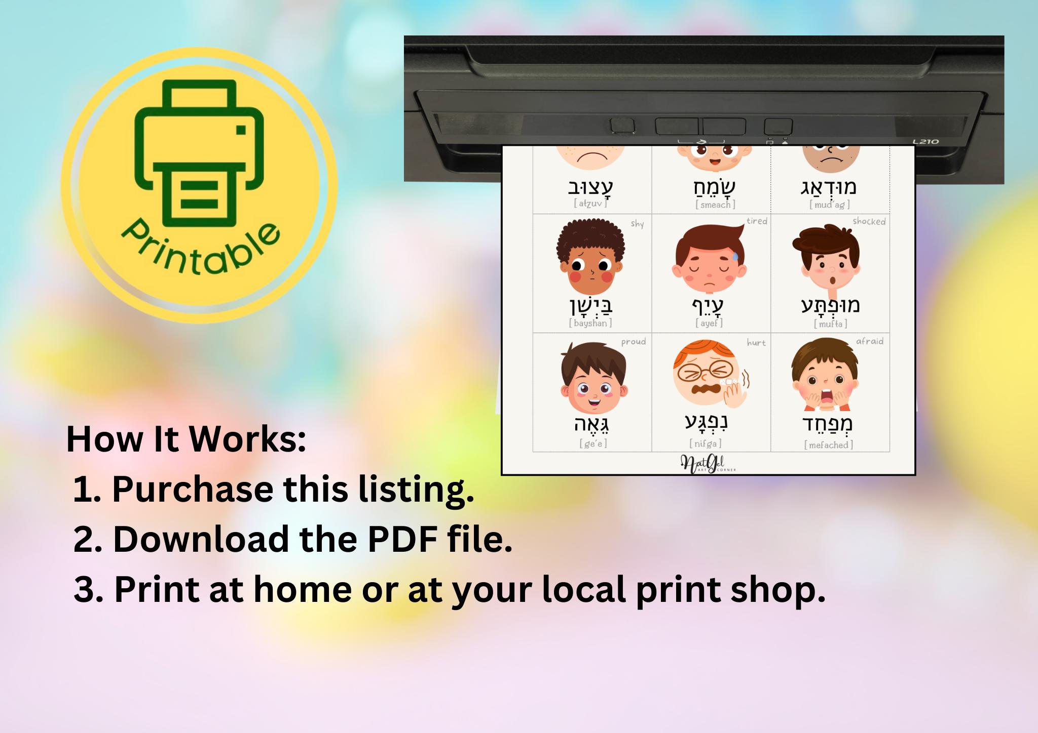 Educational Hebrew Posters for Kids | Printable Hebrew Learning Charts ...