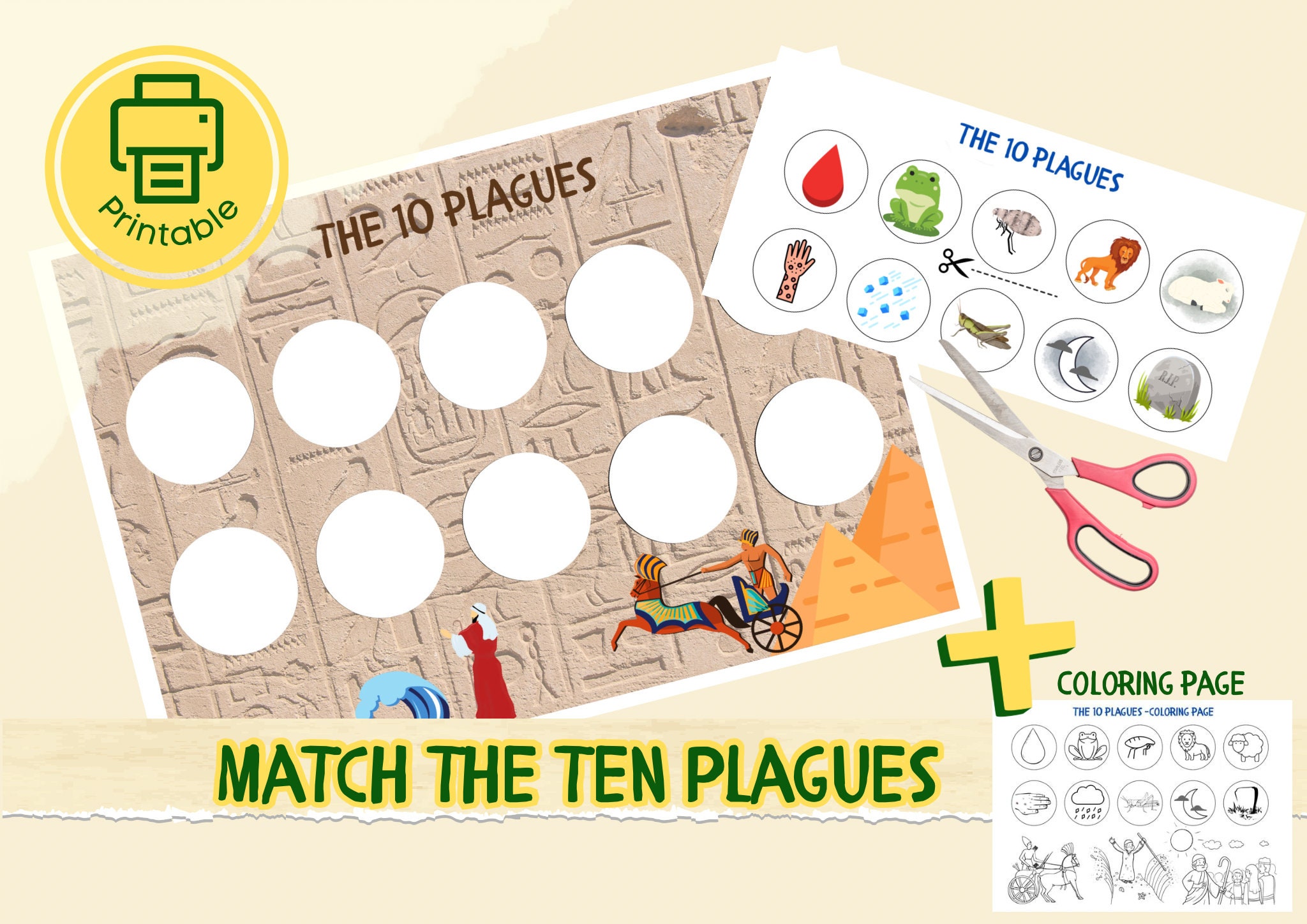 Passover Match the Ten Plagues of Passover, Printable Passover ...