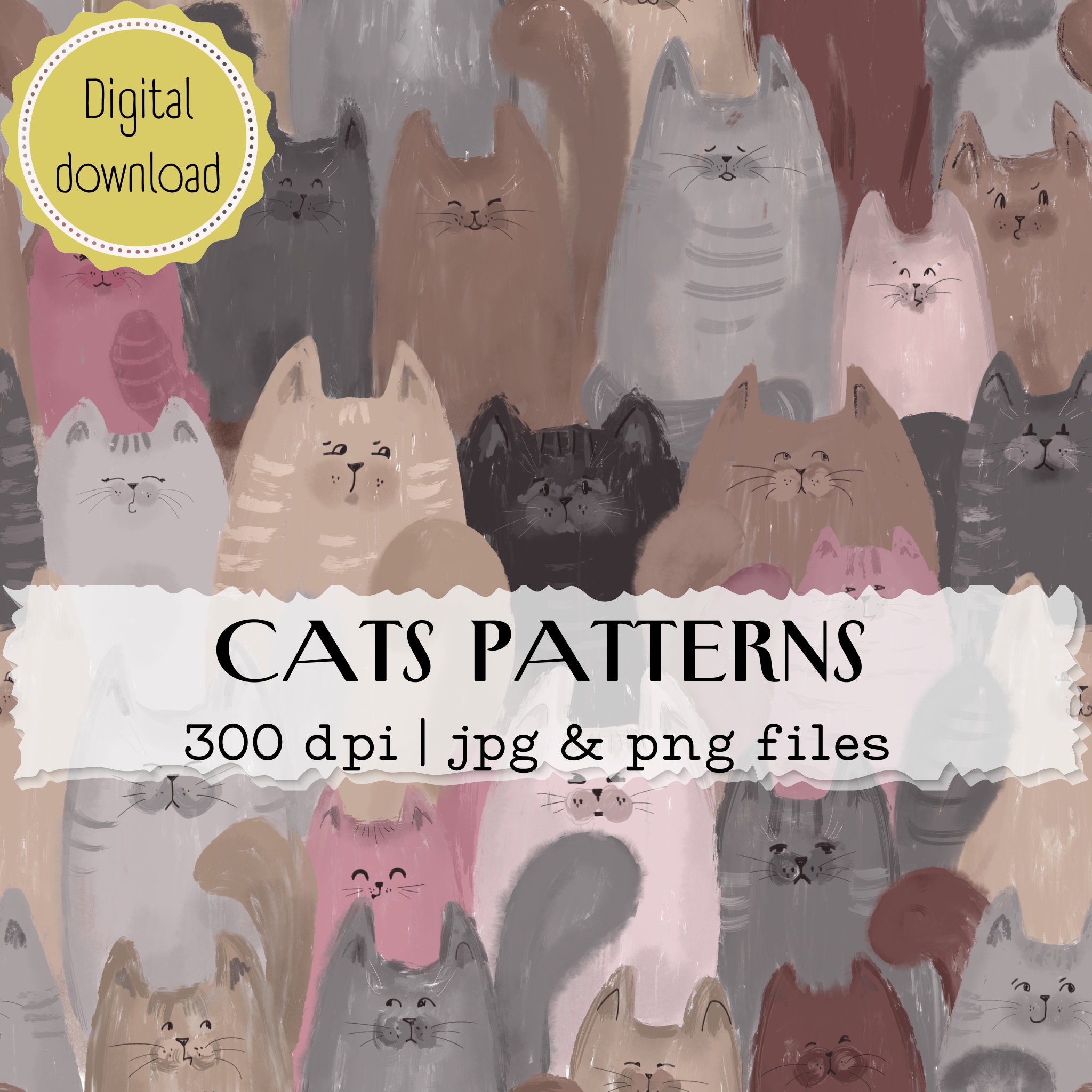 Cats Pattern Funny Cats Pattern Pattern Design Seamless - Etsy