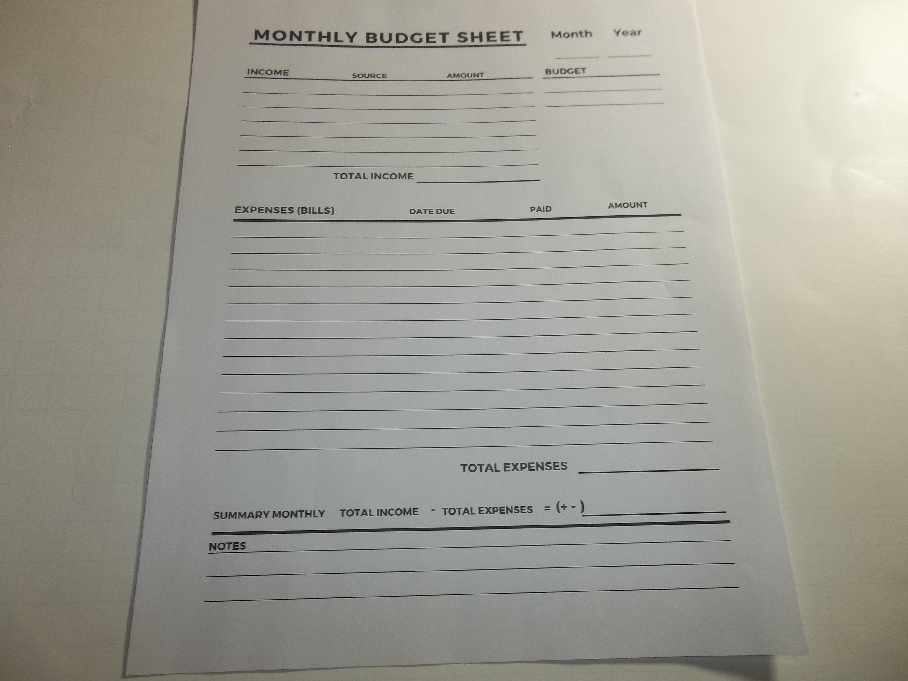 Monthly Budget Sheet - Financial Record Track Expenses Digital Download ...