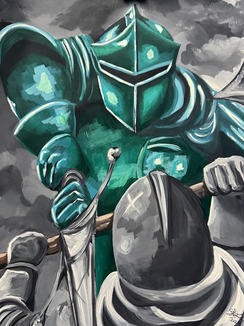 Battle of Two Knights Acrylic Painting Unframed - Etsy