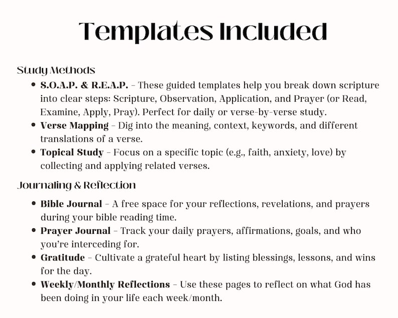 Bible Study Templates Bundle: Prayer Journal, Sermon Notes (digital ...