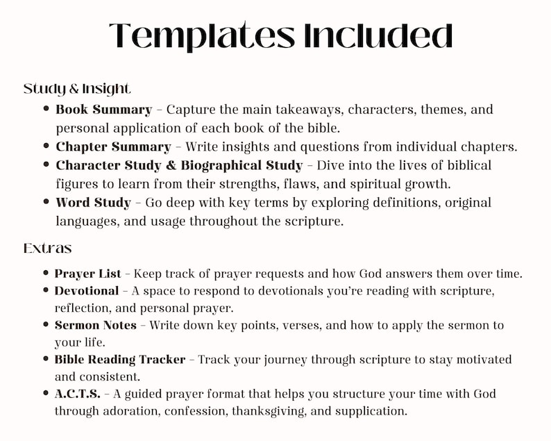 Bible Study Templates Bundle: Prayer Journal, Sermon Notes (digital ...