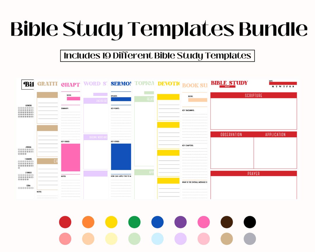 Bible Study Templates Bundle: Prayer Journal, Sermon Notes (digital ...
