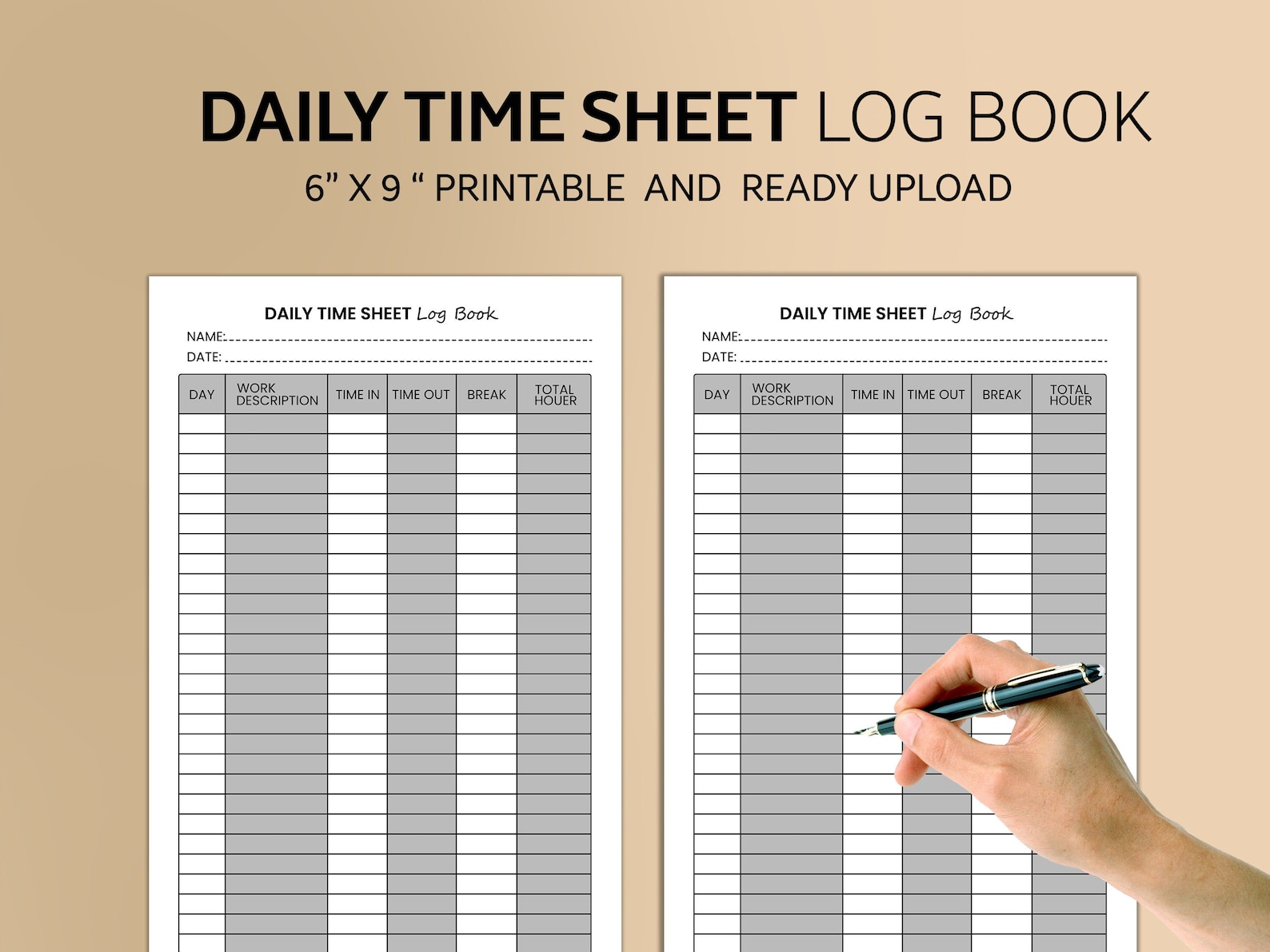 Daily Time Log Note, Daily Time Log Sheet, Work Day Schedule Printable ...