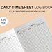 Daily Time Log Sheet, Daily Timecard Forms, Daily Time Schedule Card ...