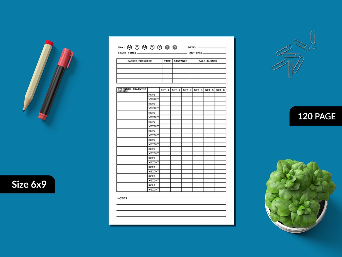 Workout Log Planner Printable ,KDP Interior Workout Log Book, Workout ...