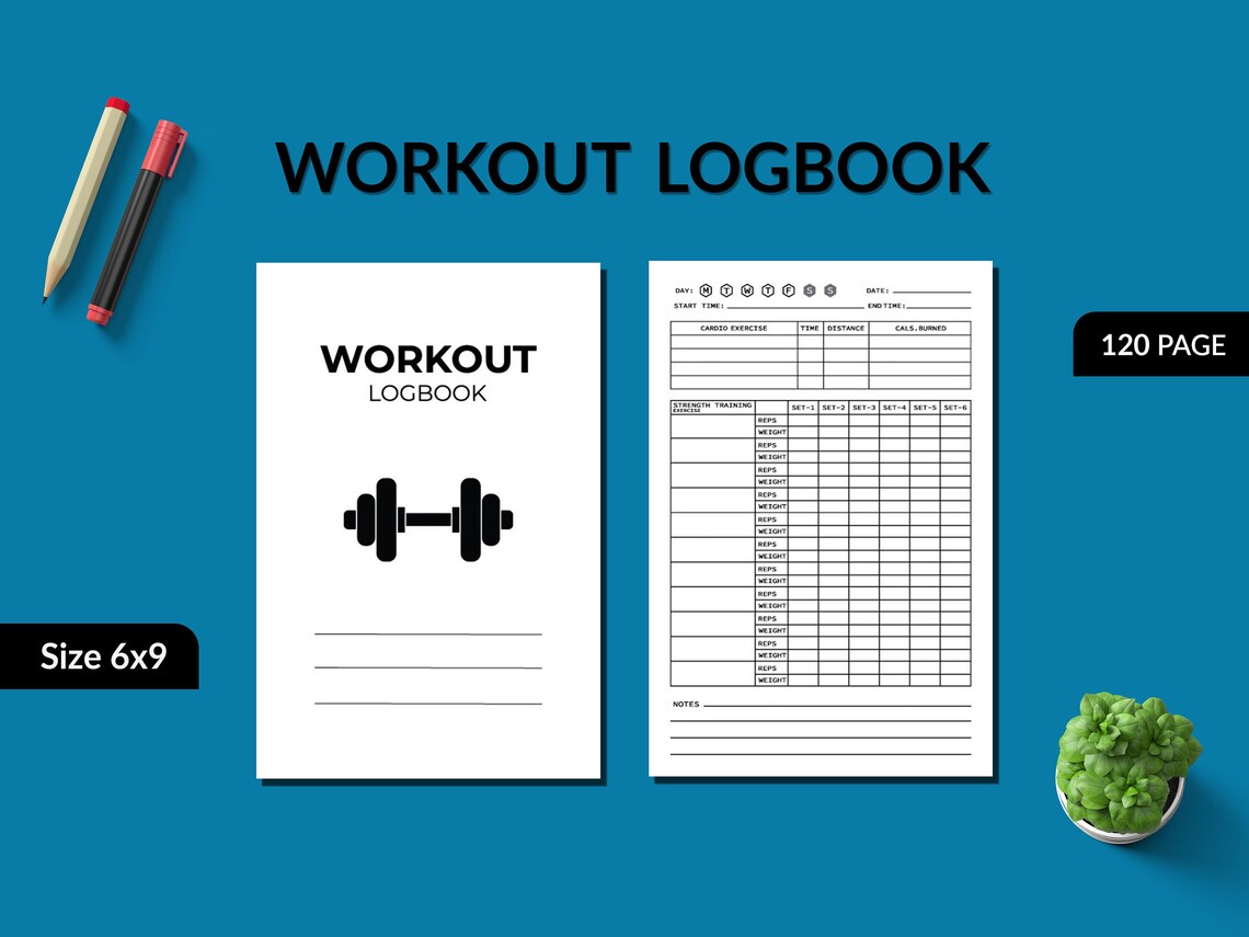 Workout Log Planner Printable ,KDP Interior Workout Log Book, Workout ...