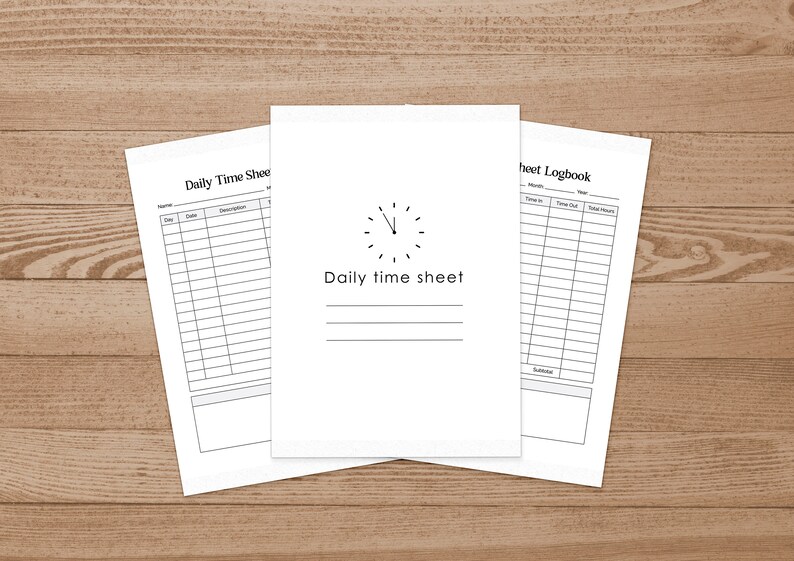 Daily Time Log Sheet, Daily Timecard Forms, Daily Timesheet Planner ...