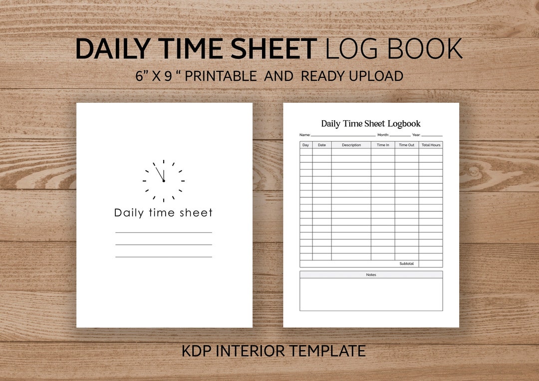 Daily Time Log Sheet, Daily Timecard Forms, Daily Timesheet Planner ...