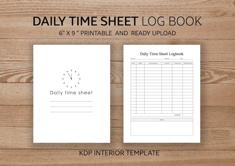 Daily Time Log Sheet, Daily Timecard Forms, Daily Timesheet Planner ...