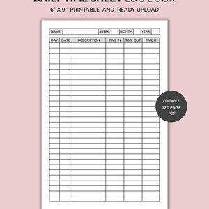 Daily Time Note Tracker , Daily Time Log Sheet, Daily Timecard Forms ...