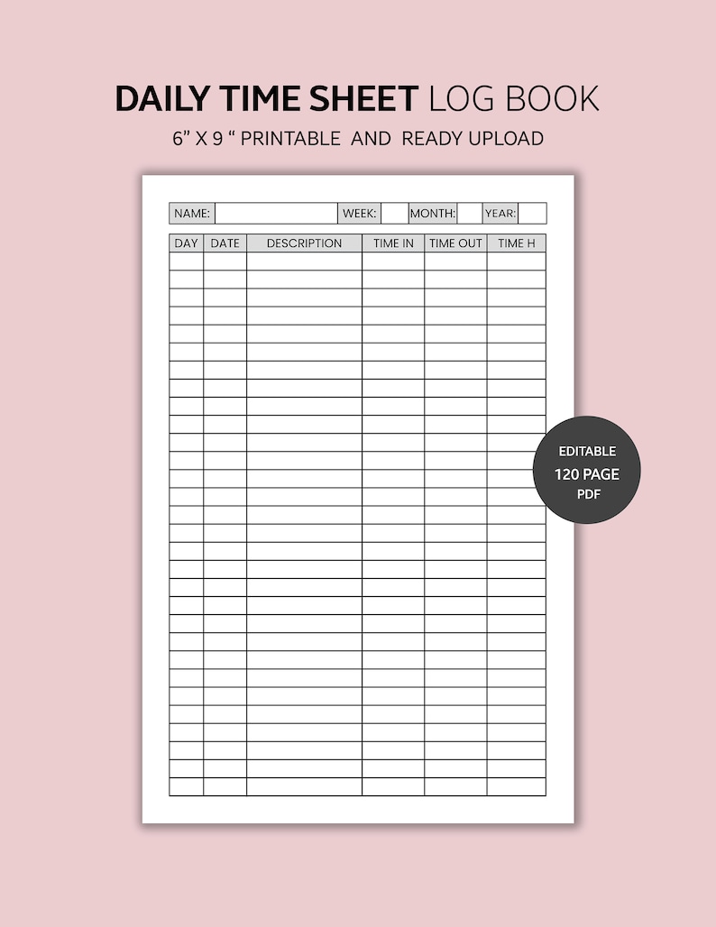 Daily Time Note Tracker , Daily Time Log Sheet, Daily Timecard Forms ...