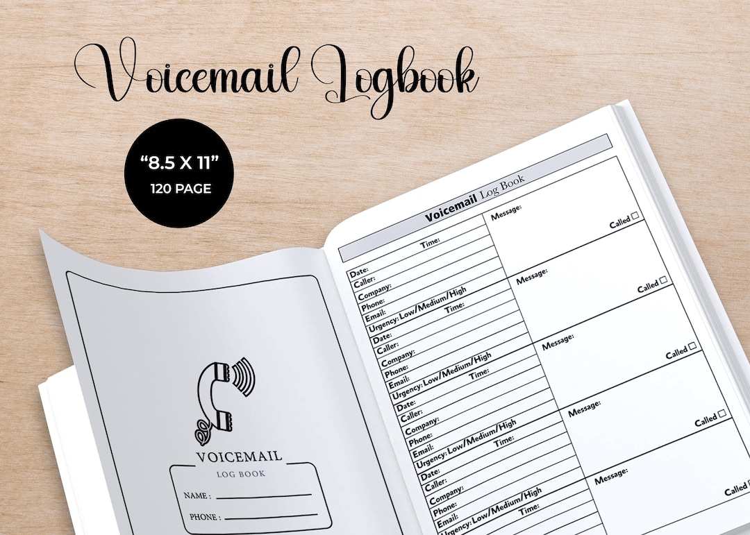 Voicemail Log Book, Voice Mail Note Book, Voicemail Journal. Printable ...