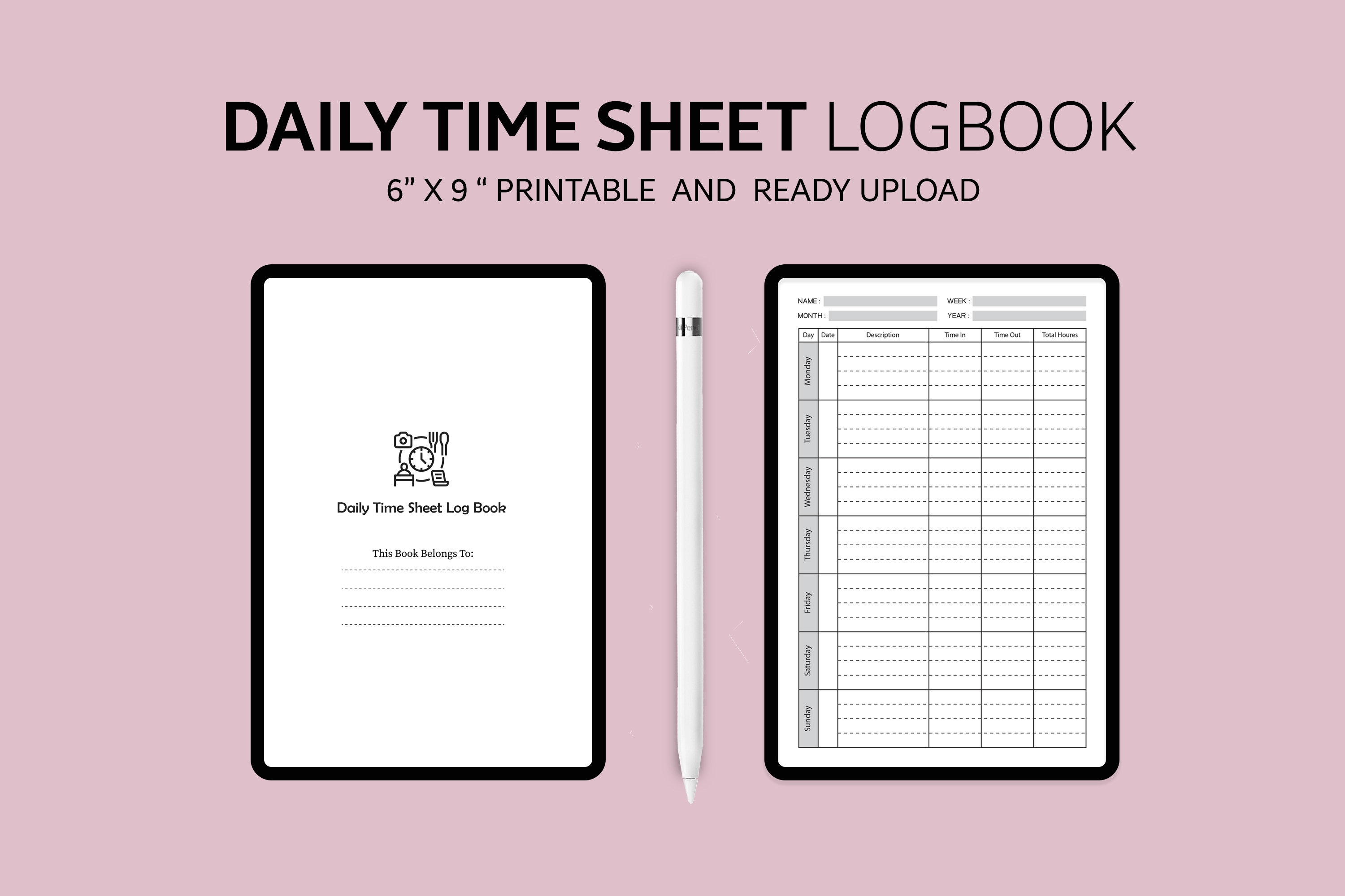Daily Time Sheet Log, Daily Time Note , Time Tracker Book, Time Log ...