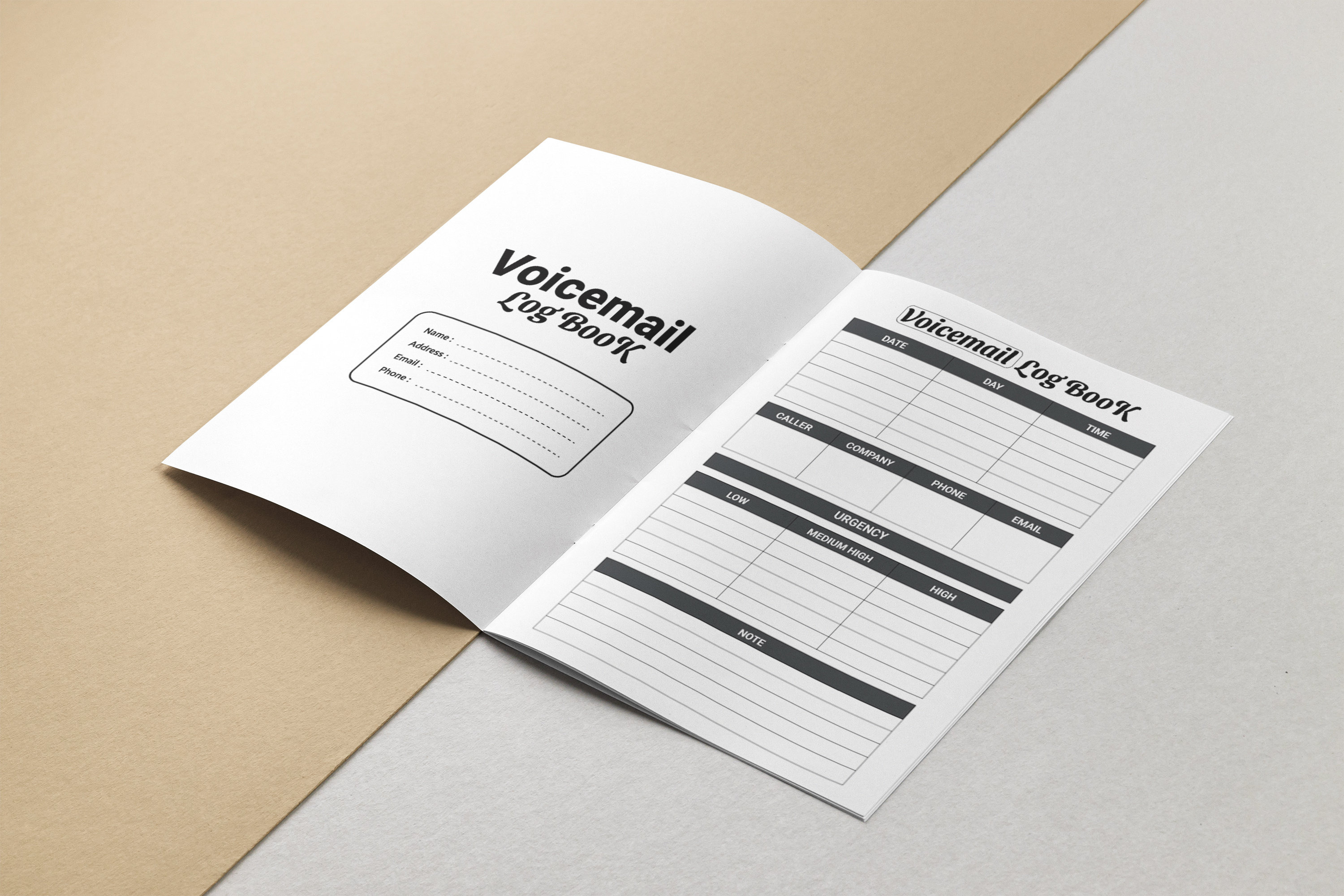 Voicemail Log Book, Phone Message Log Template , Voicemail Notebook ...