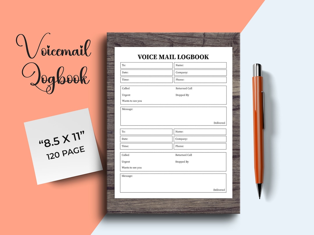 Voicemail Log Book, Voice Mail Journal, Voicemail Notebook, Printable ...