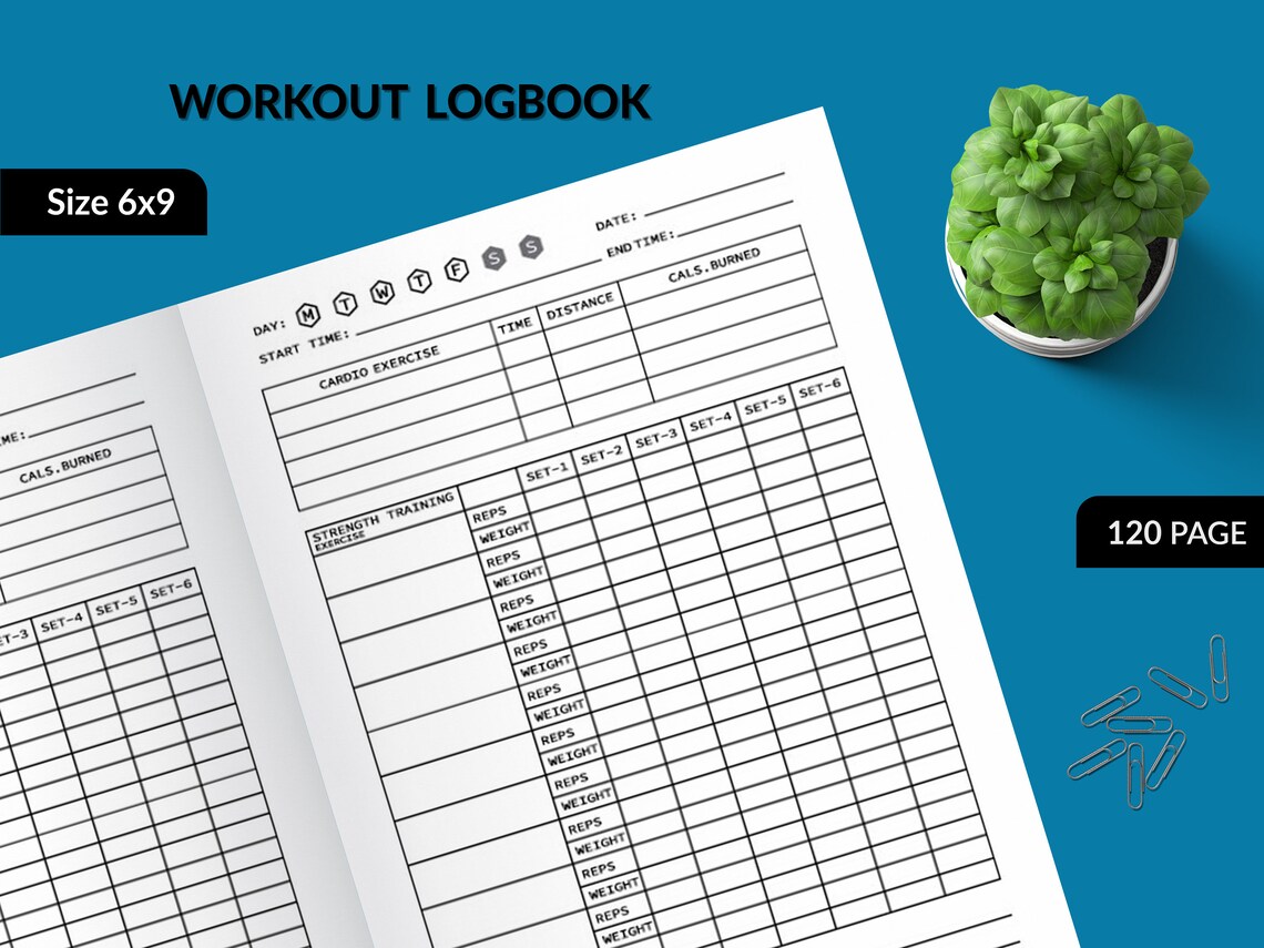 Workout Log Planner Printable ,KDP Interior Workout Log Book, Workout ...
