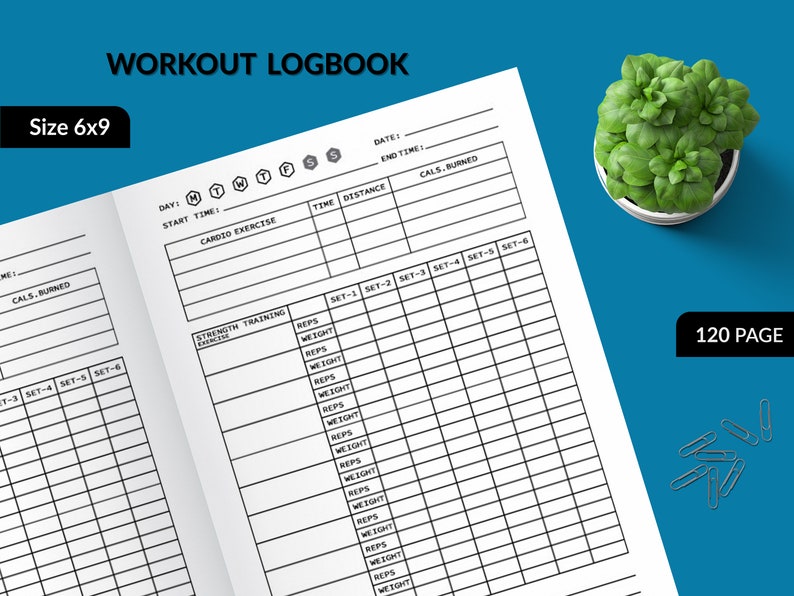 Workout Log Planner Printable ,KDP Interior Workout Log Book, Workout Planner, Workout Logbook ...