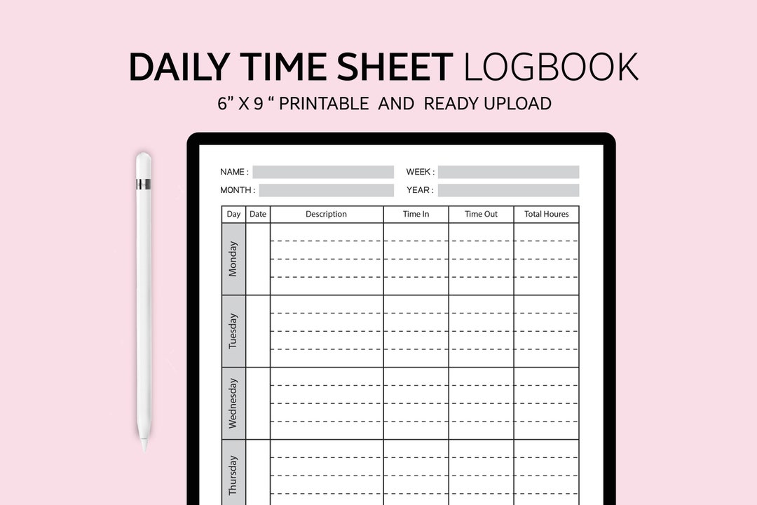 Daily Time Sheet Log, Daily Time Note , Time Tracker Book, Time Log ...