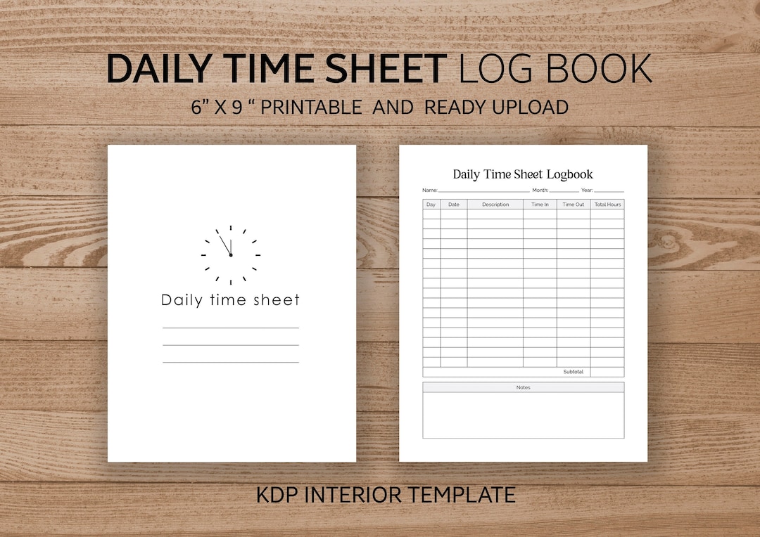 Daily Time Note Tracker , Daily Time Log Sheet, Work Day Schedule ...