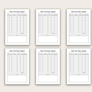 Daily Time Log Sheet, Daily Time Log Note, Daily Planner Printable ...