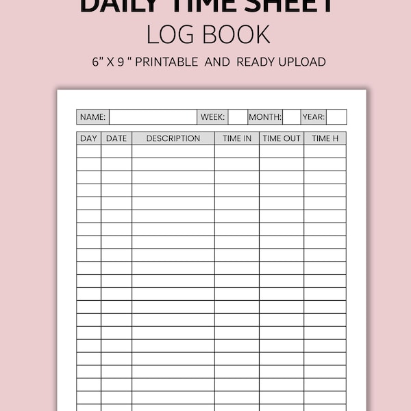 Daily Work Log Template - Etsy