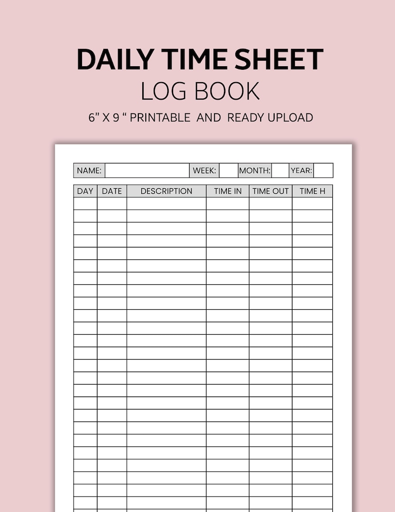 Daily Time Note Tracker , Daily Time Log Sheet, Daily Timecard Forms ...