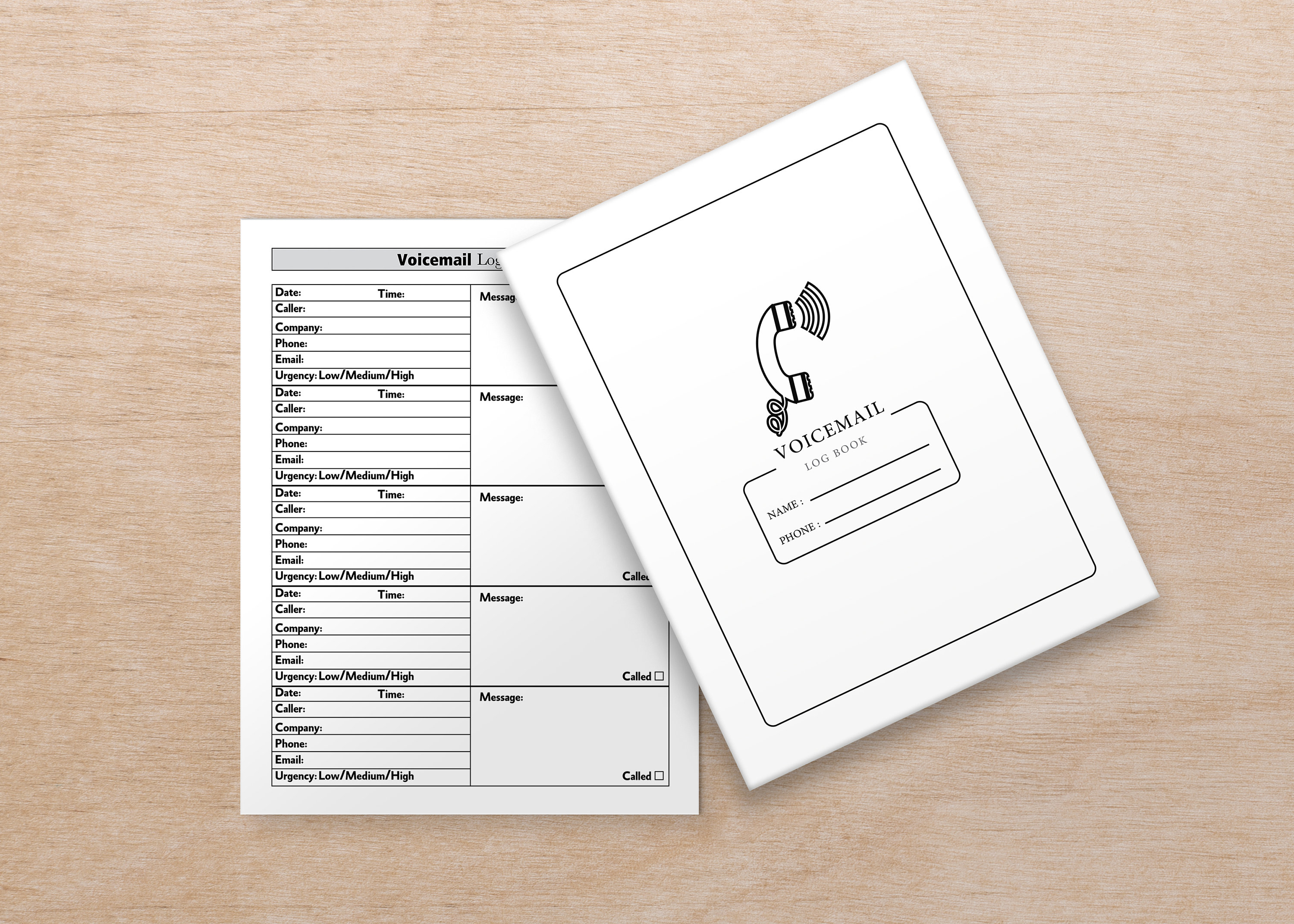 Voicemail Log Book, Voice Mail Note Book, Voicemail Journal. Printable ...