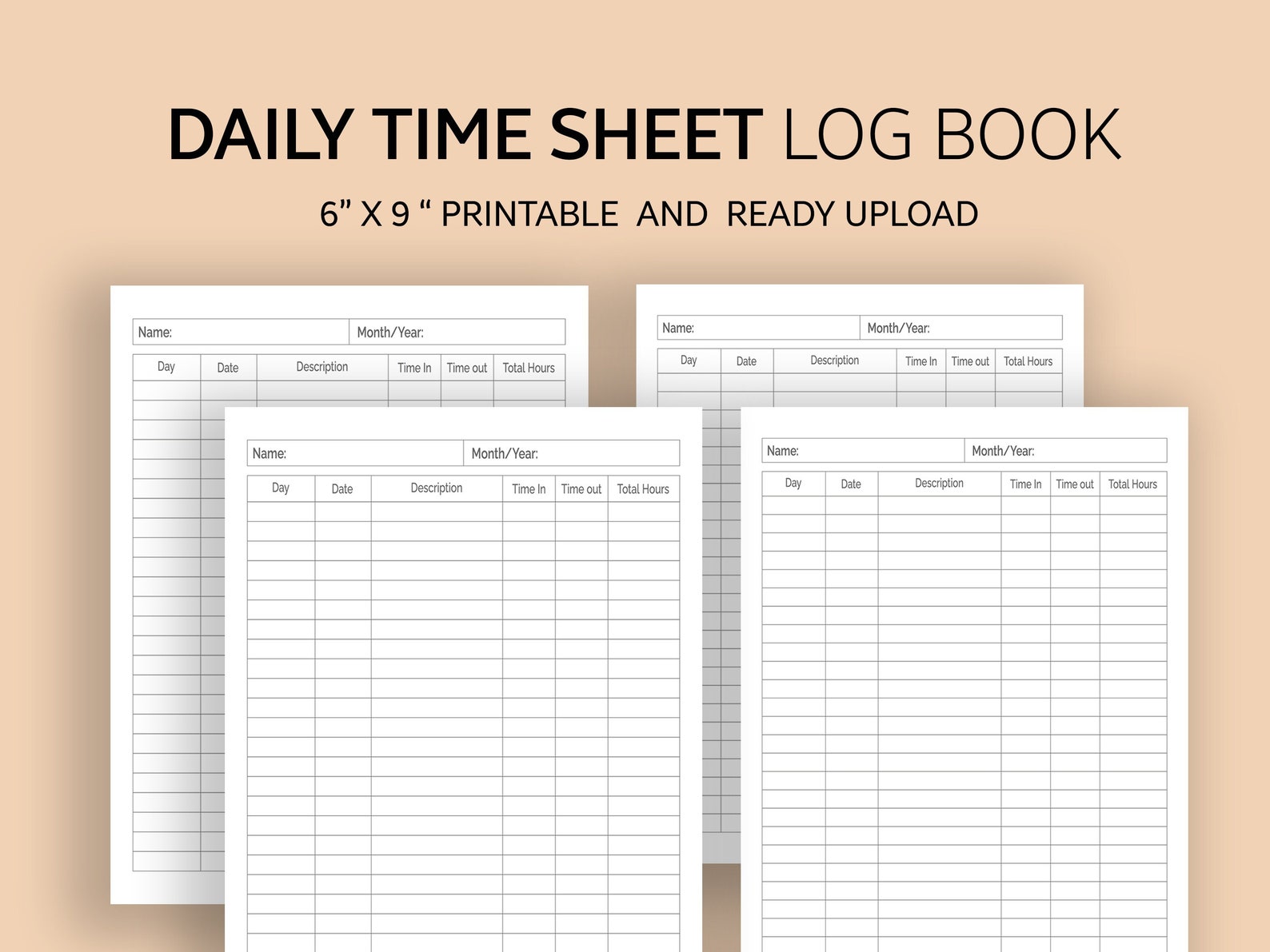 Daily Time Log Sheet, Daily Timecard Forms, Daily Time Schedule Card ...