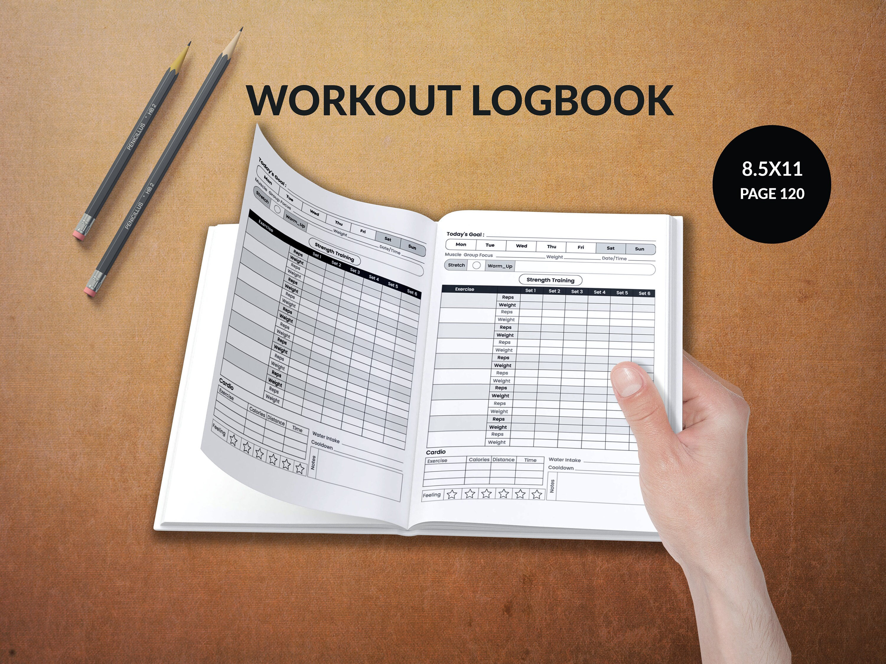 Workout Log Planner Printable, Fitness Journal ,daily Workout Log ...