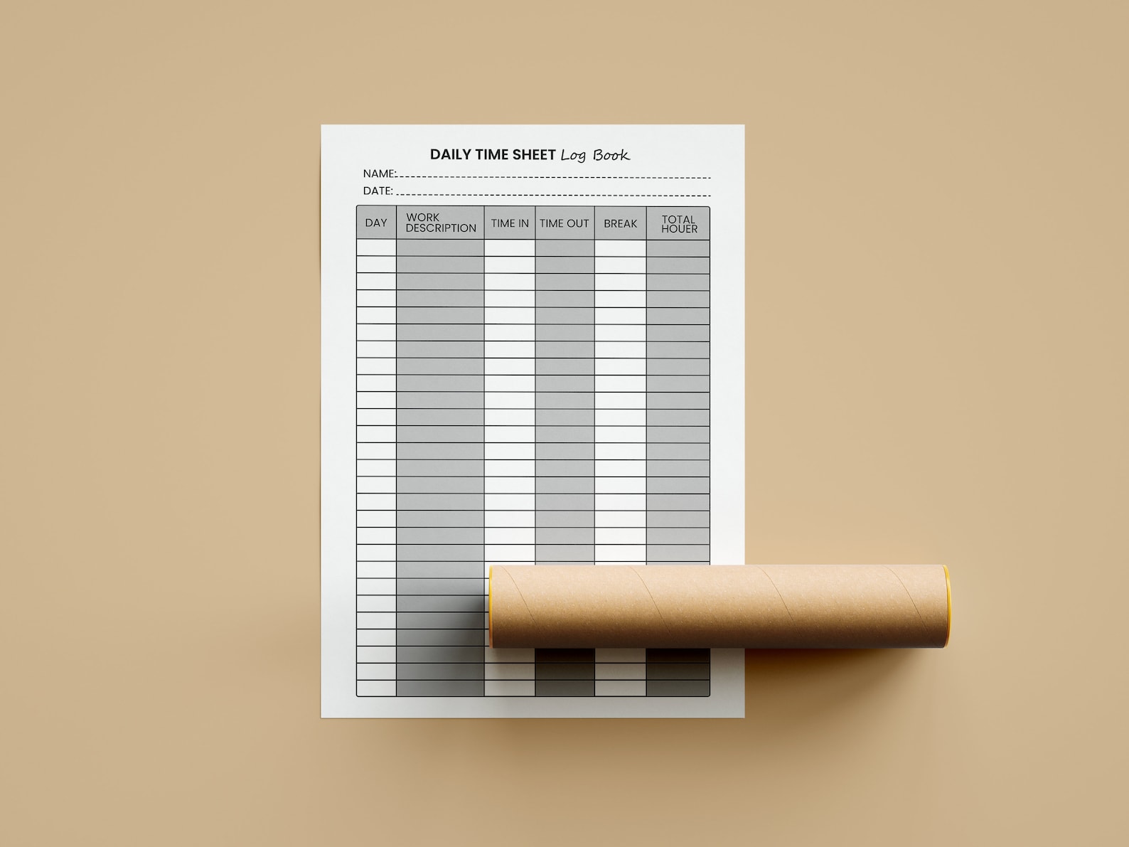 Daily Time Log Note, Daily Time Log Sheet, Work Day Schedule Printable ...