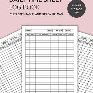 Daily Time Note Tracker , Daily Time Log Sheet, Daily Timecard Forms ...
