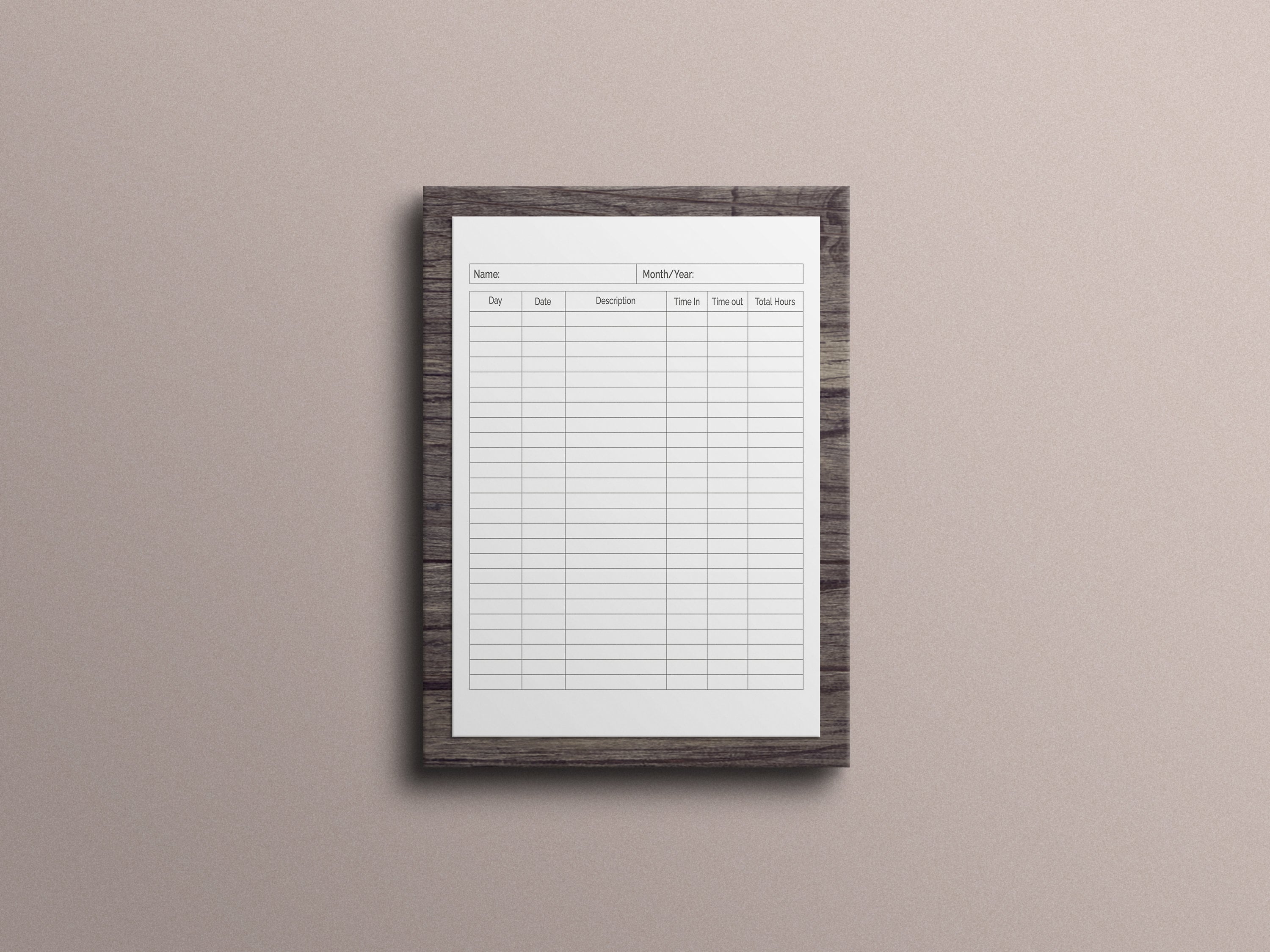 Daily Time Log Sheet, Daily Timecard Forms, Daily Time Schedule Card ...